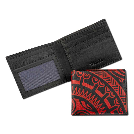 Slim Leather Billfold wallet with Tattoo Art by Suluape Pili Moo | NĀ KOA