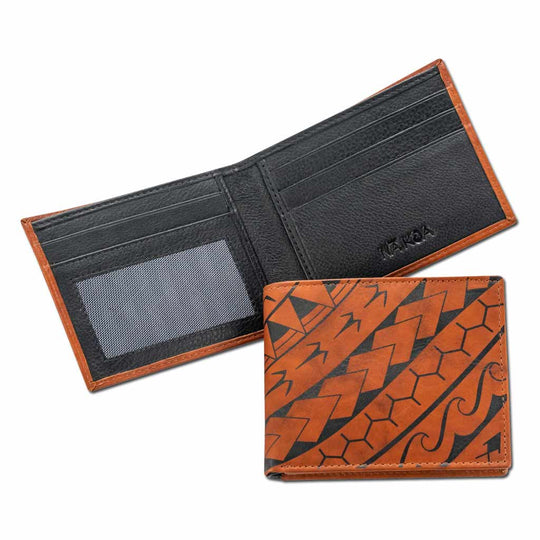 Fine Leather Wallet with Polynesian Tattoo Art | NĀ KOA