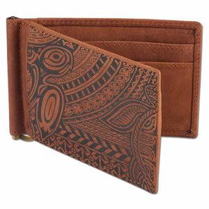NĀ KOA Money Clip Wallets with Polynesian tattoo art on top grain ...