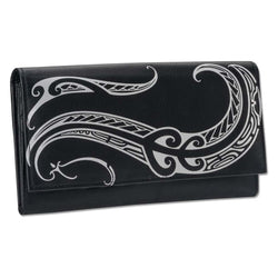 Zip leather wallet with Hawaiian tattoo art | NĀ KOA
