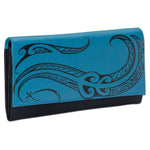 Zip leather wallet with Hawaiian tattoo art | NĀ KOA