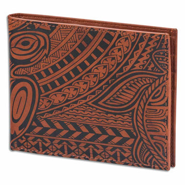 Bifold leather wallet with Hawaiian tattoo art | NĀ KOA