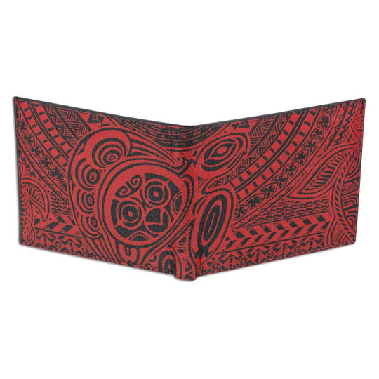 Bifold leather wallet with Hawaiian tattoo art | NĀ KOA