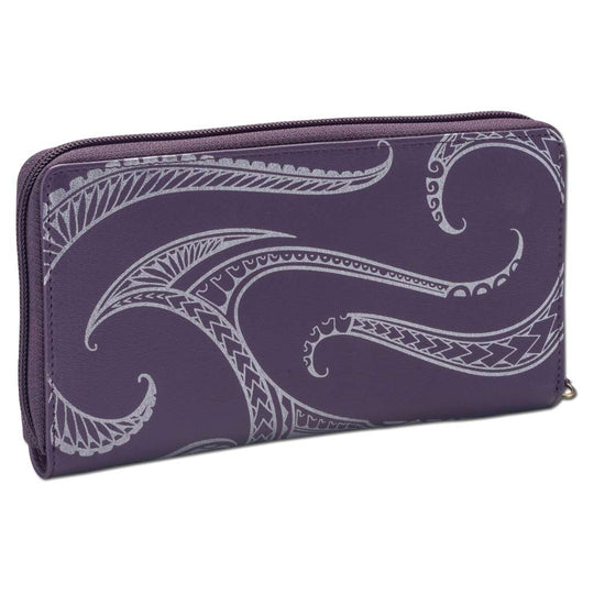 Leather Zip Wallet with Hawaiian Tattoo Art by Kuaika Quenga | NĀ KOA