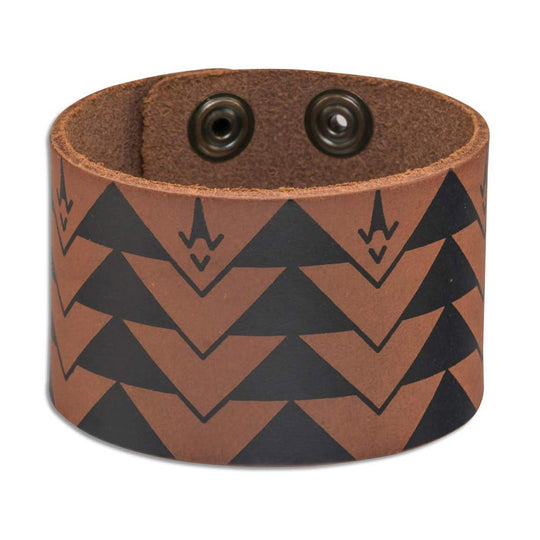 Thick Leather Cuff with Samoan tattoo art by Eugene Taase | NĀ KOA